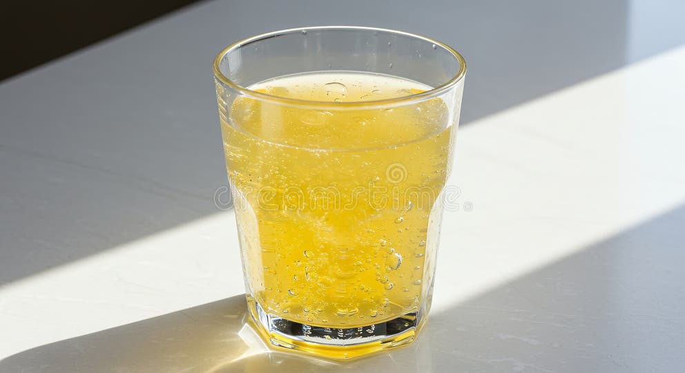 Sparkling Yellow Drink in Glass Stock Illustration - Illustration of ...