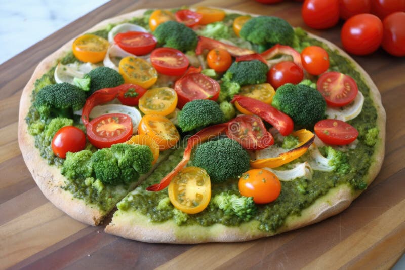 Refreshingly Light and Healthy Pizza with Fresh Ingredients, Pesto, and ...