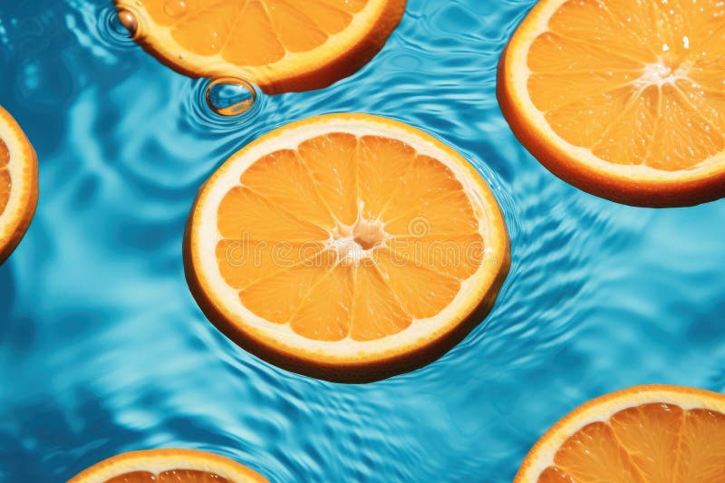 Refreshment Concept, Healthy Drink Theme, Sliced Orange in Transparent ...