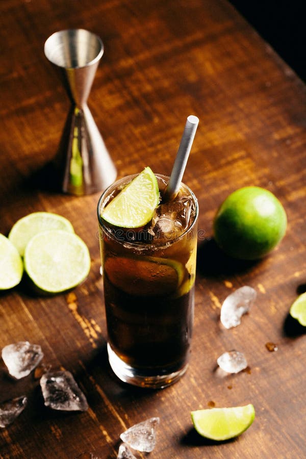 Refreshment Cuba Libre Cocktail, Rum, Fresh Lime, Aromatic Bitters and ...