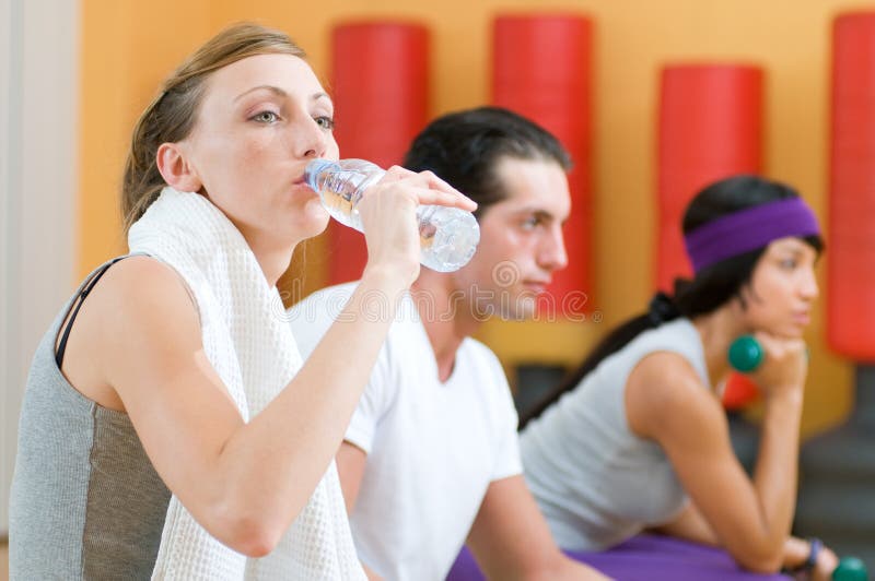 Refreshment during Fitness Exercises Stock Photo - Image of beauty ...