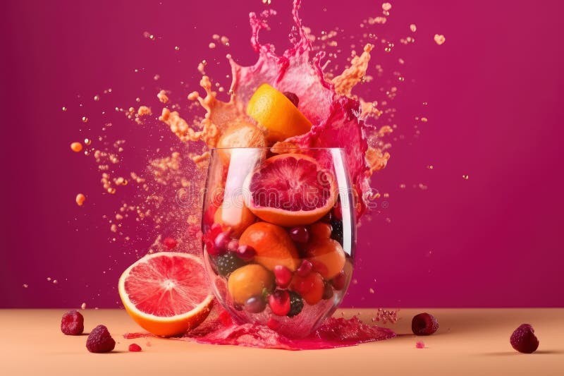 Refreshment Fruit Cocktail with Grapefruit, Orange, Raspberry and Lemon ...