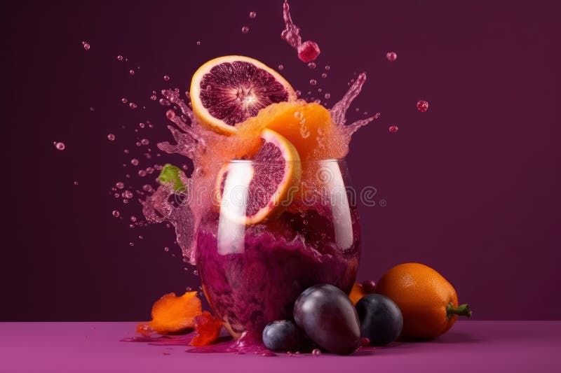 Refreshment Fruit Cocktail with Orange, Grapefruit, Plum and Lemon ...