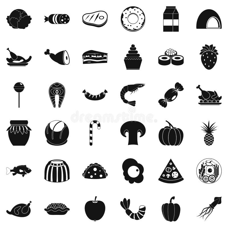 Refreshment Icons Set, Simple Style Stock Vector - Illustration of ...