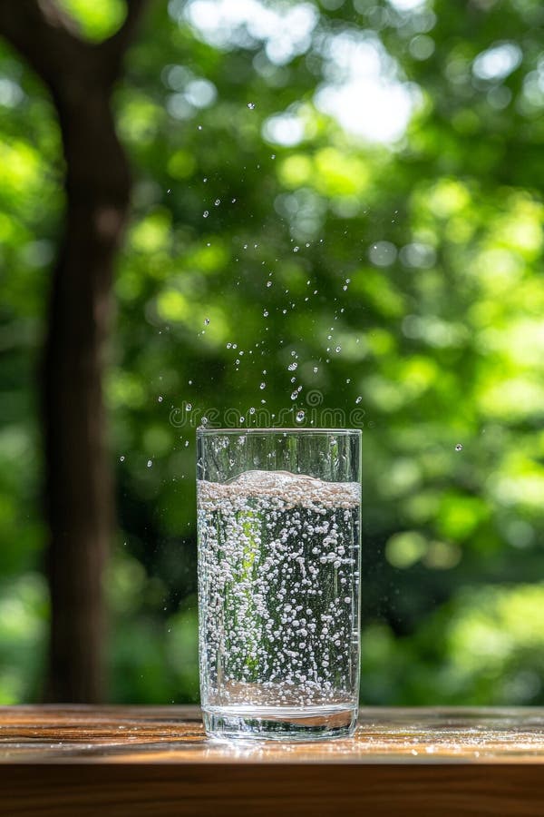Refreshment in Nature Sparkling Water Splashing into a Glass with ...