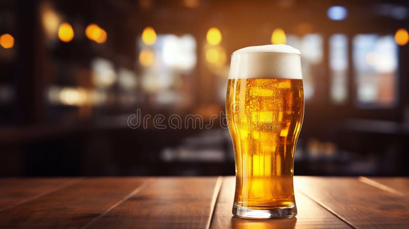 Refreshment Served: Cold Beer Pouring into Glass on Pub Table ...