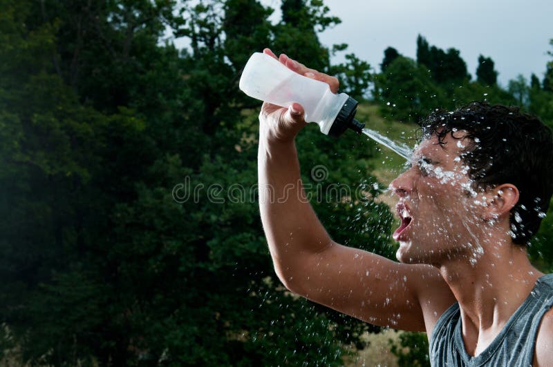 Refreshment during Sport Training Stock Image - Image of active ...