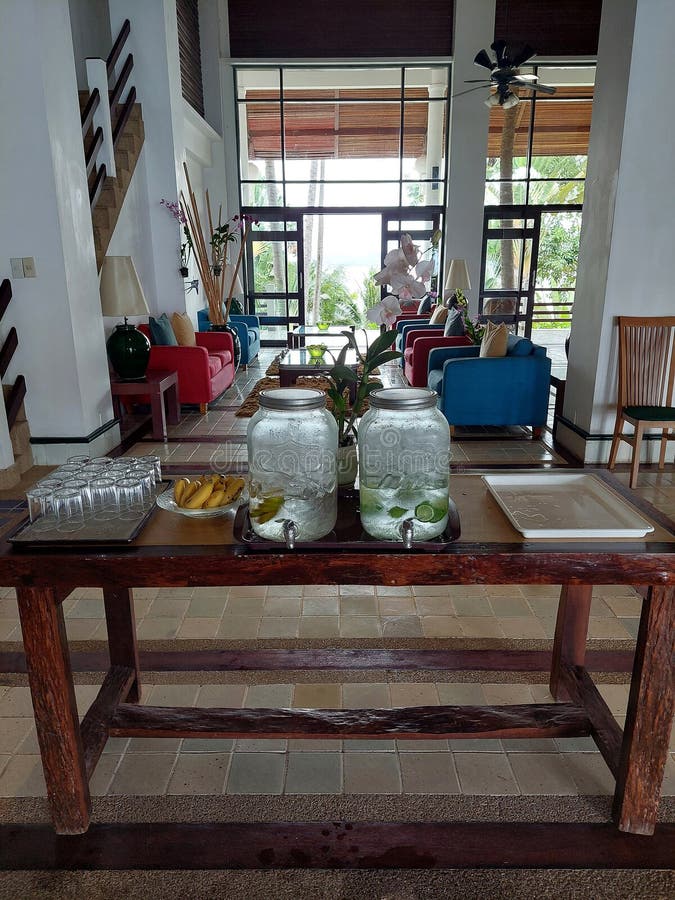 A Refreshment Table with Chilled Drinking Water and Fresh Bananas at a ...