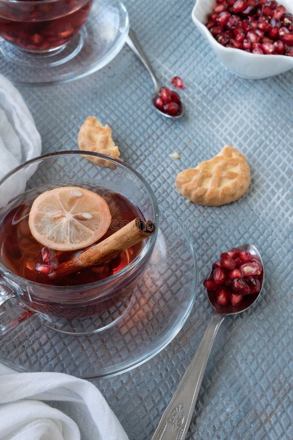 Refreshment Time, Tasty Homemade Biscuits, Pomegranate Tea Stock Photo ...