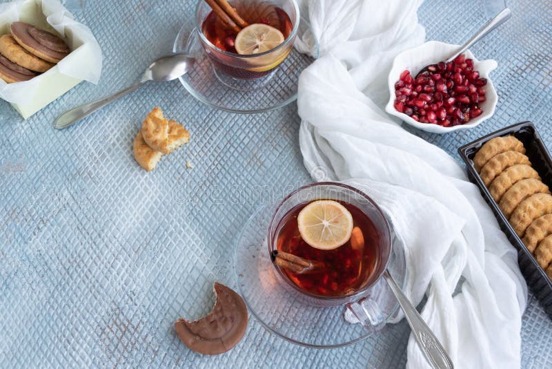 Refreshment Time, Tasty Homemade Biscuits and Tea Stock Photo - Image ...