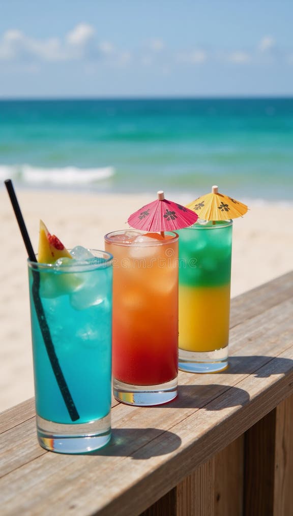 Refreshments at Beachside Cocktail Bar Stock Illustration ...