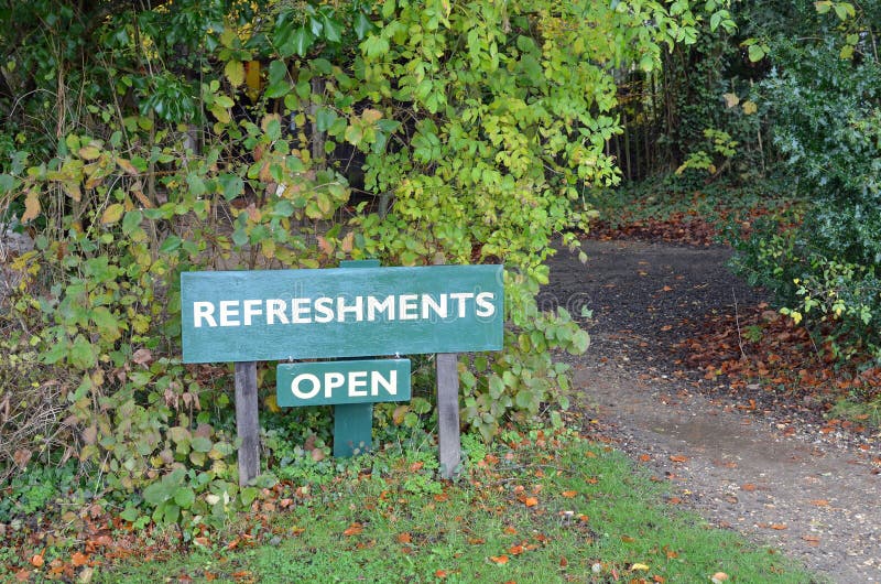 Refreshments Sign at a Historic Railway Station Platform Stock Image ...