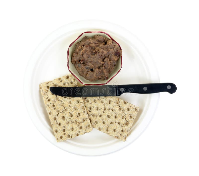 Refried Black Beans Knife Crackers Top Stock Image - Image of peppers ...