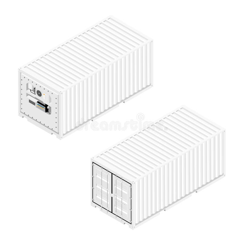 Refrigerated Container Isometric View Isolated on White Background ...