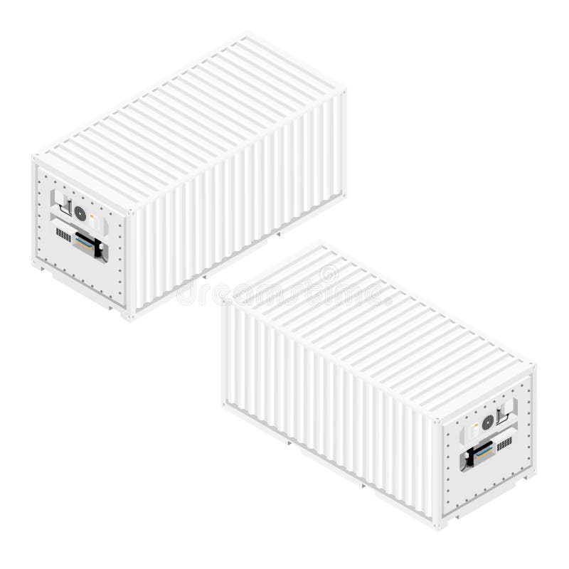 Refrigerated Container Isometric View Isolated on White Background ...