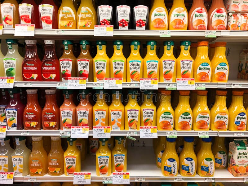 Refrigerated Juices for Sale at a Grocery Store Editorial Stock Photo ...
