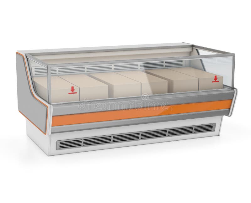 Refrigerated Showcase Display Stock Illustration - Illustration of meat ...