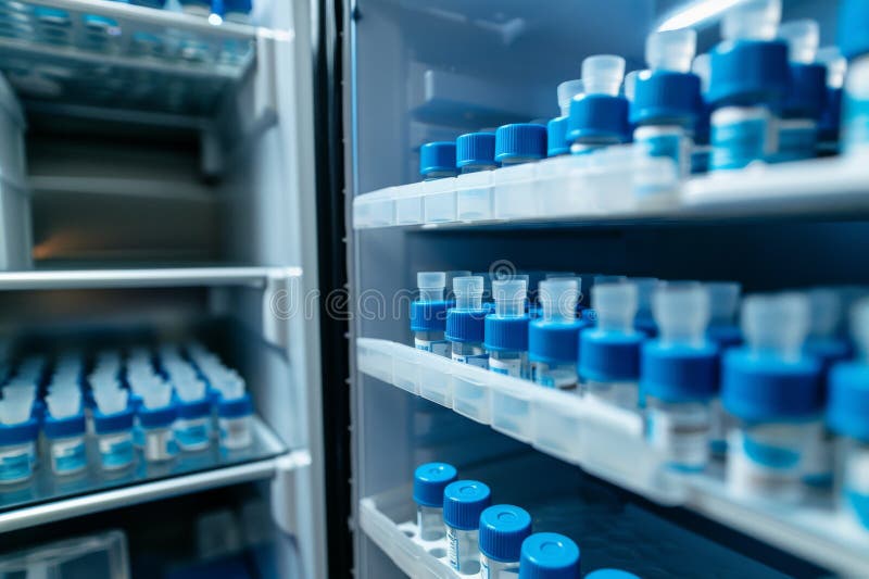 Refrigerated Storage with Various Vaccine Vials Stock Photo - Image of ...