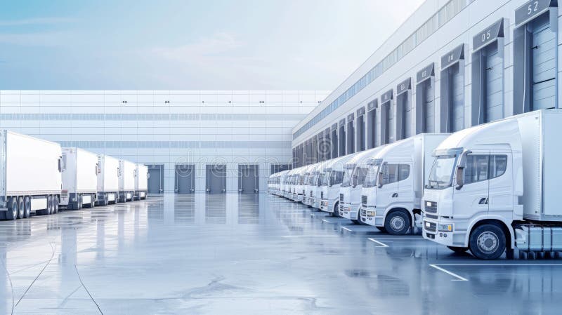 Refrigerated Trucks at Distribution Center for Seamless Transport in ...