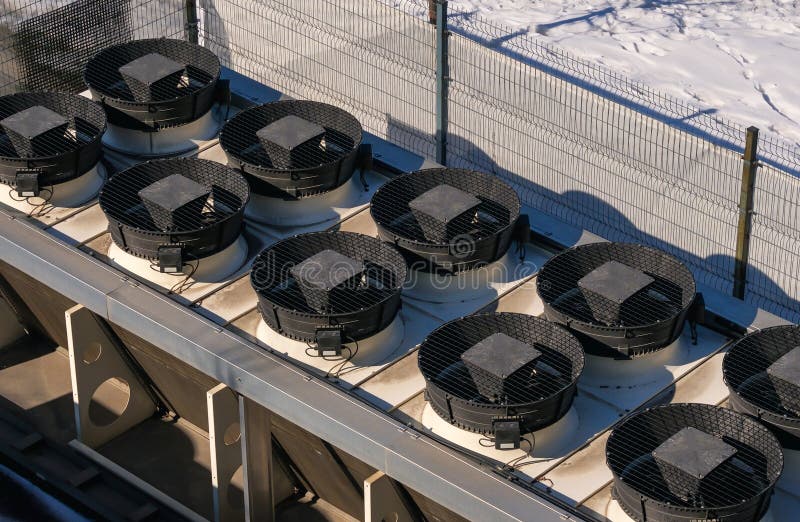 Refrigeration Chillers in the Cooling System Stock Photo - Image of ...