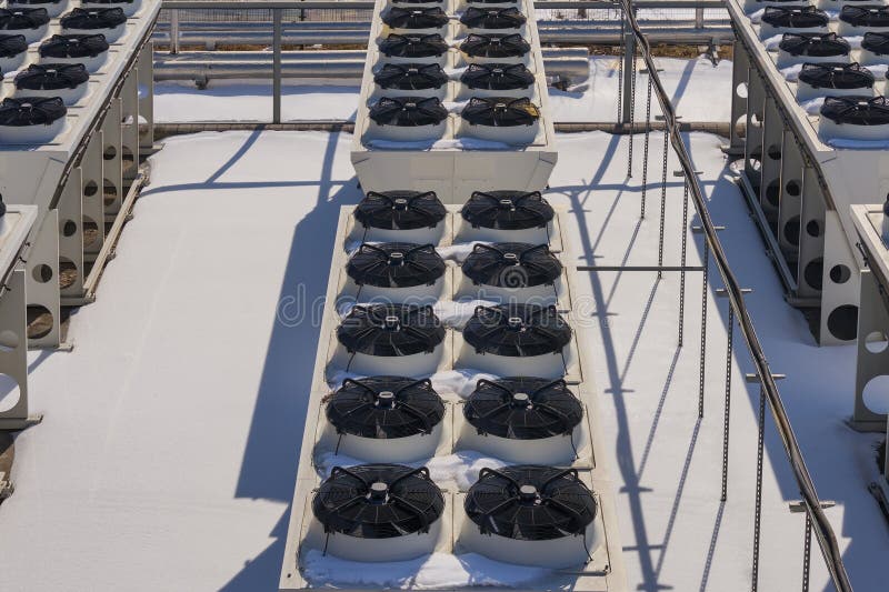 Refrigeration Fan Coils Installed in a Row Stock Photo - Image of ...