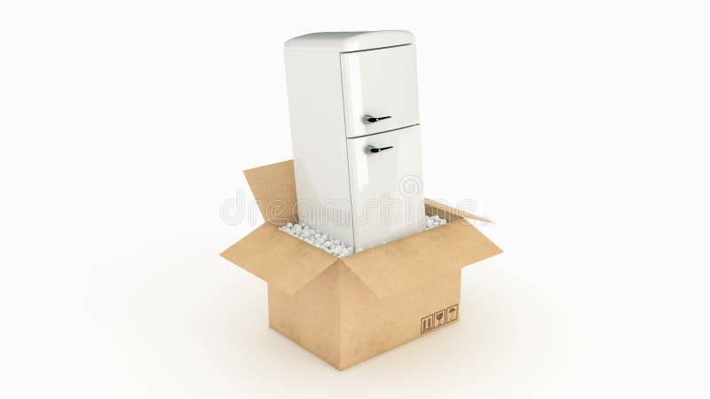Refrigerator in Cardboard Box Stock Video - Video of cardboard, fragile ...