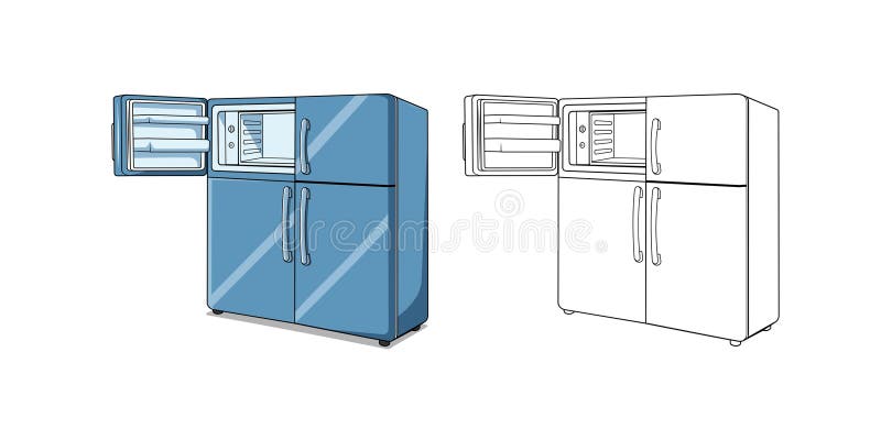 Refrigerator Cartoon Design Illustration Stock Vector - Illustration of ...