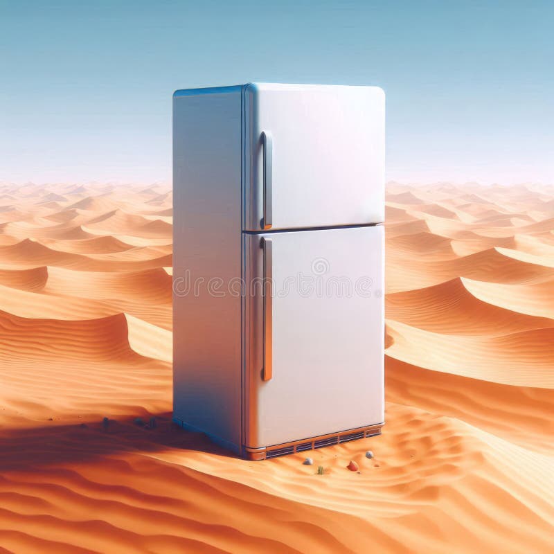 A Refrigerator in the Desert among the Sand Dunes. Stock Image - Image ...