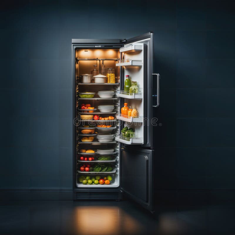 A Refrigerator with the Door Left Open Stock Illustration ...