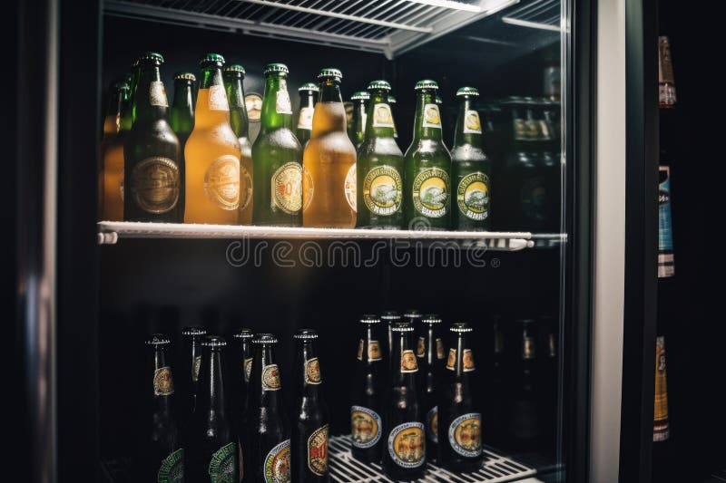 Refrigerator Filled with Bottles of Cold and Refreshing Beer Stock ...
