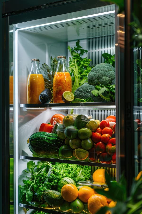 A Refrigerator Filled with Various Fresh Vegetables Stock Photo - Image ...
