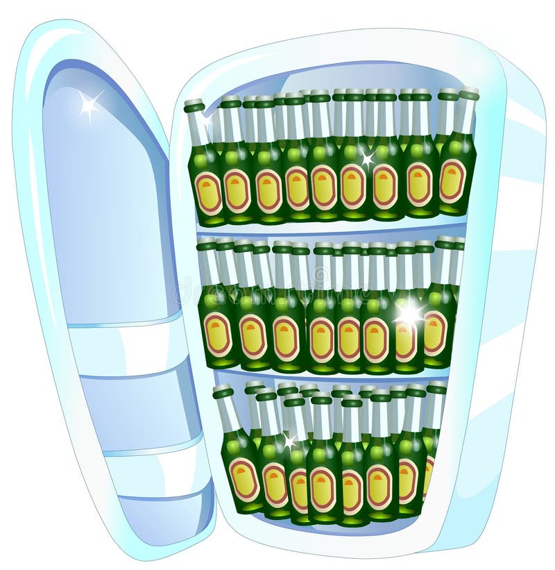 Refrigerator full of beers stock illustration. Illustration of alcohol ...