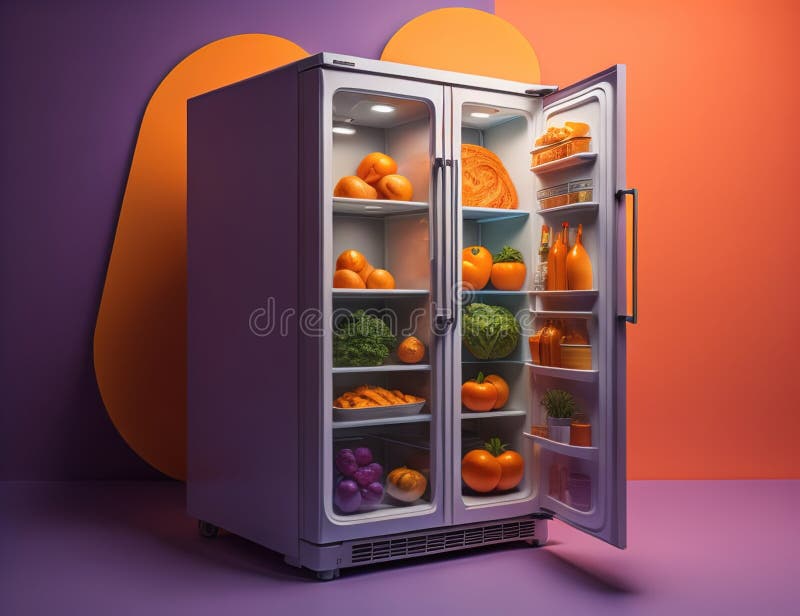 Refrigerator Full of Fresh Fruits and Vegetables, Generative Ai Stock ...