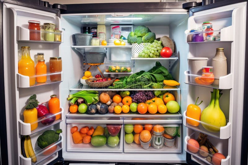 Refrigerator Fully Stocked with an Array of Fresh and Nutritious Foods ...