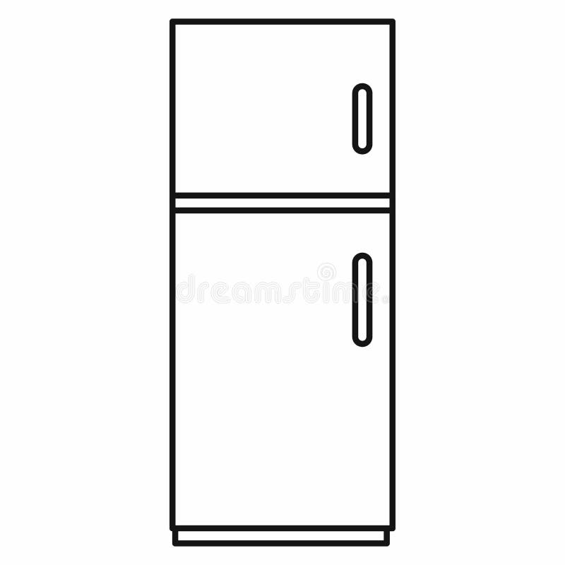Refrigerator Icon, Outline Style Stock Illustration - Illustration of ...