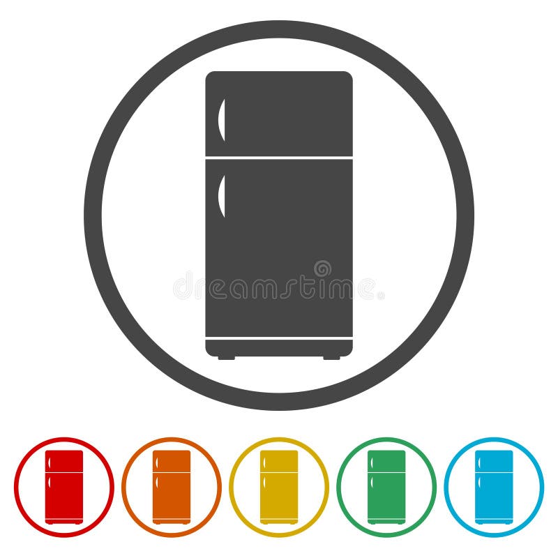 Refrigerator Icons Set with Long Shadow Stock Vector - Illustration of ...