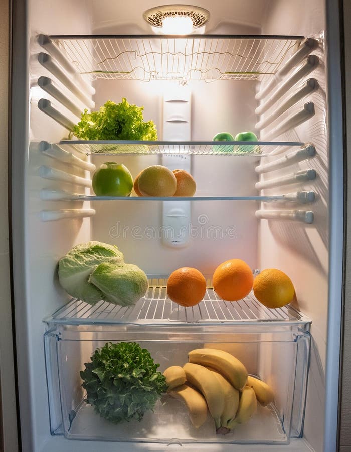 A Refrigerator Interior Brimming with Fruits and Vegetables. a Fridge ...