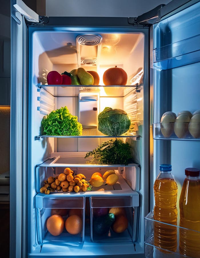 A Refrigerator Interior Brimming with Fruits and Vegetables. a Fridge ...