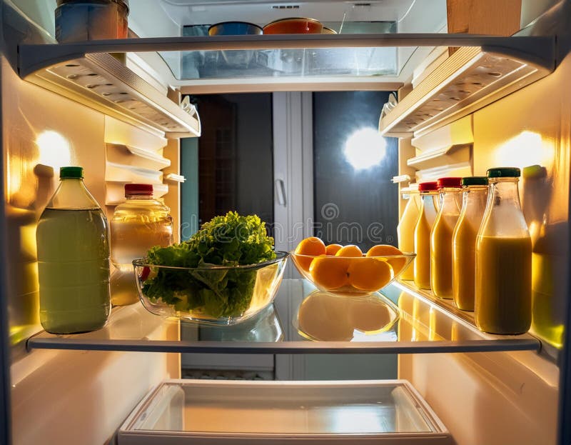 A Refrigerator Interior Brimming with Fruits and Vegetables. a Fridge ...