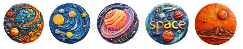 Refrigerator Magnets Decoration Set. Space Planets Colection Stock ...