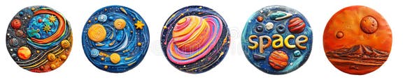 Refrigerator Magnets Decoration Set. Space Planets Colection Stock ...