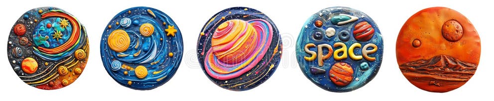 Refrigerator Magnets Decoration Set. Space Planets Colection Stock ...