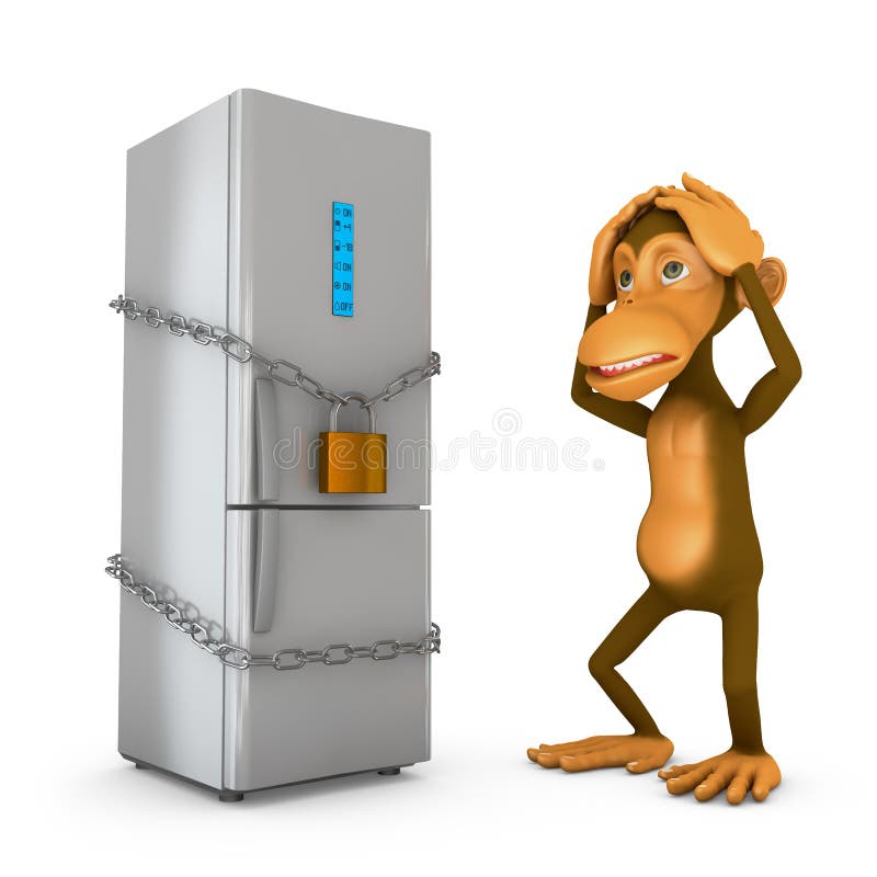 Refrigerator and a monkey stock illustration. Illustration of healthy ...