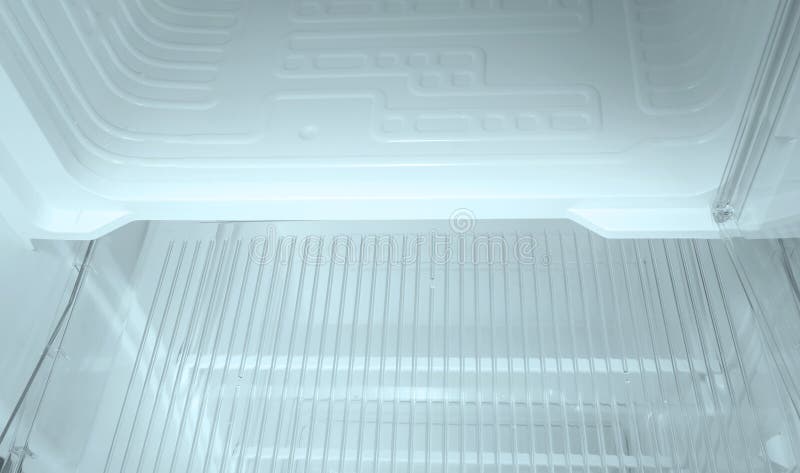 Refrigerator Open Empty Fridge Inside Interior. Close Up on Empty ...
