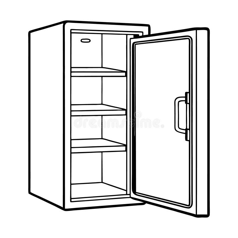 A Refrigerator is Open and Empty Stock Illustration - Illustration of ...