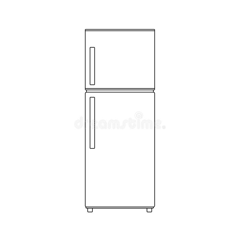 Refrigerator Outline Illustration on White Background Stock Vector ...