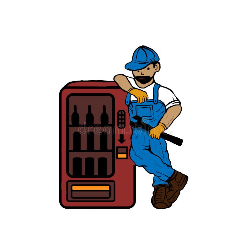 Refrigerator Repair Man Service Logo Design Stock Vector - Illustration ...