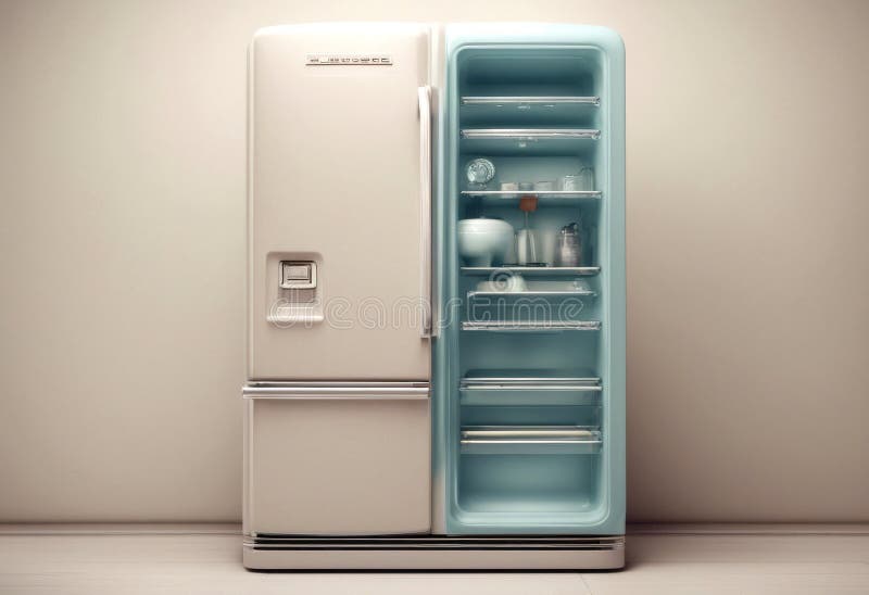 Refrigerator Retro Olated Isolated White Deep Freezer Door Kitchen Cold ...