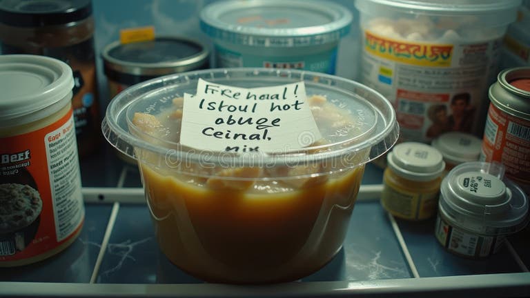 Refrigerator Shelf with Prepared Meal in Clear Container and Assorted ...