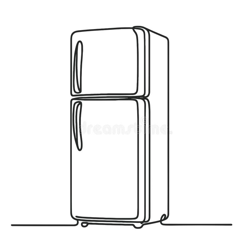 A Refrigerator is Shown in a Black and White Drawing Stock Photo ...